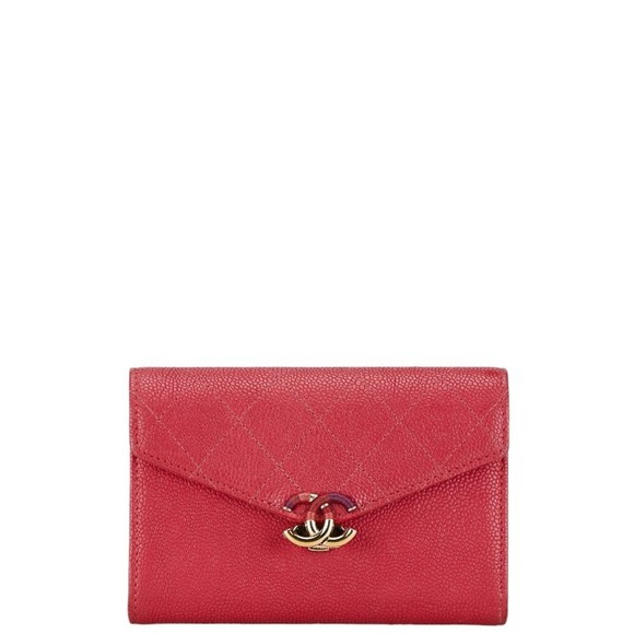 CHANEL | Accessories | Chanel Coco Mark Flap Wallet Pink Caviar Skin ...